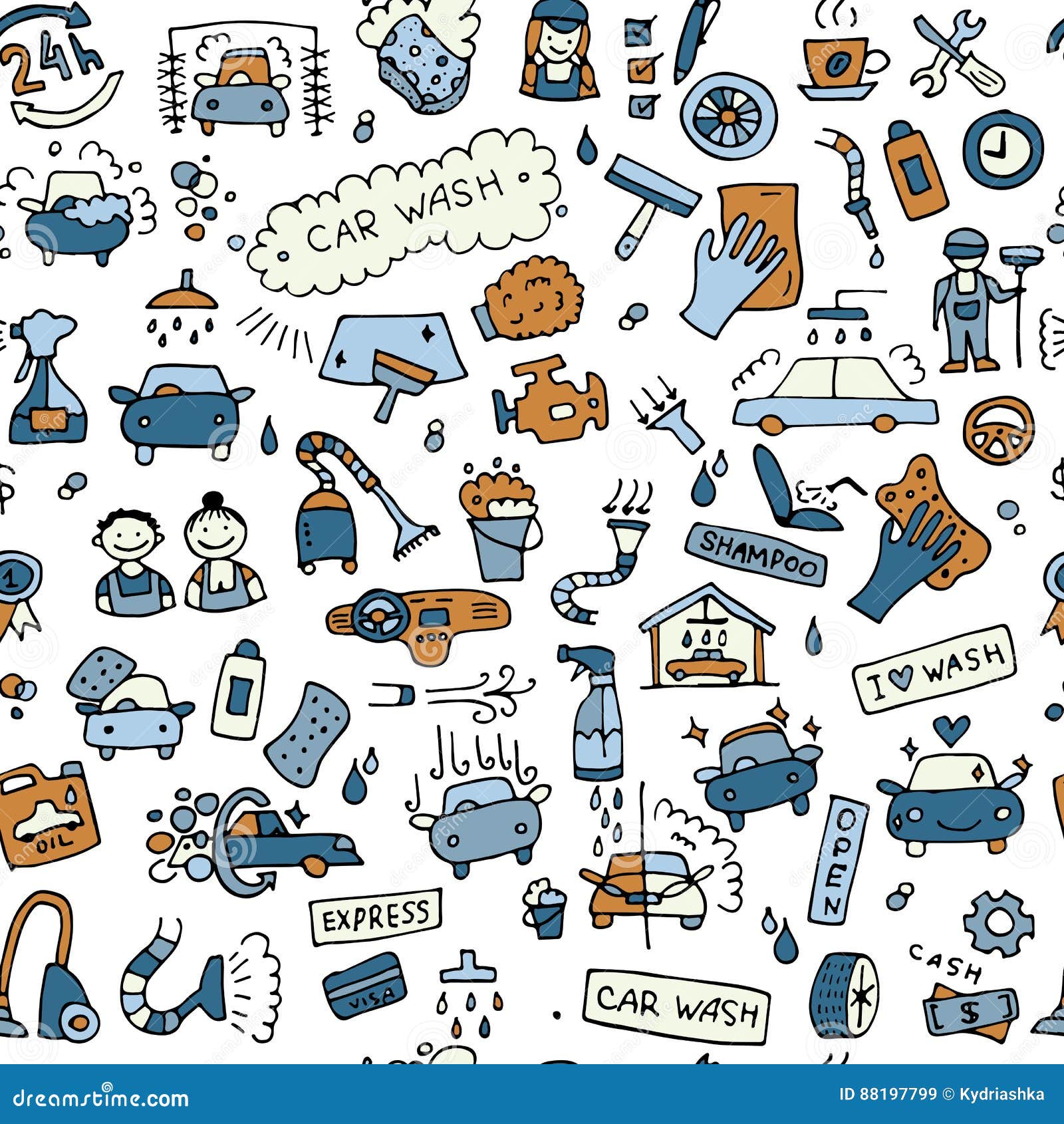 Car Washing, Seamless Pattern for Your Design Stock Vector ...