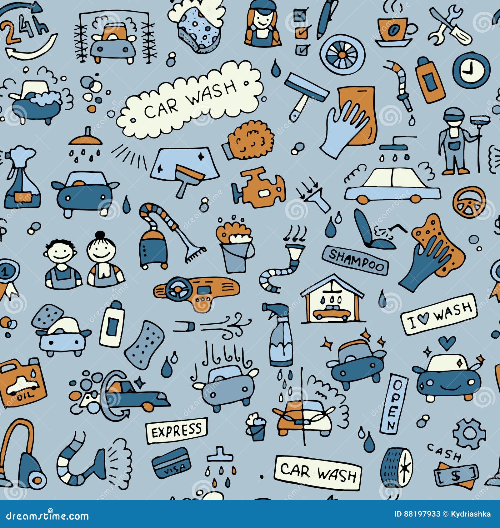 Car Washing, Seamless Pattern for Your Design Stock Vector ...