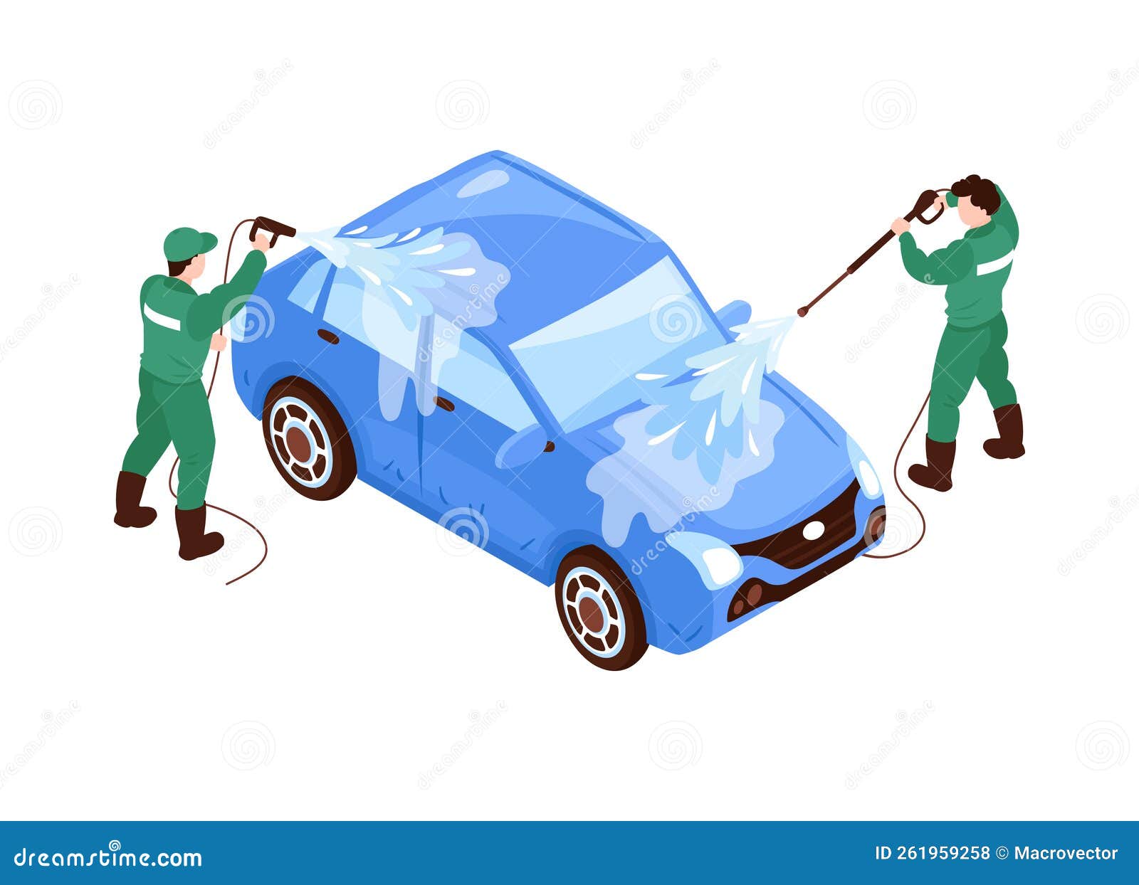 Car Washing Workers Composition Stock Vector - Illustration of ...