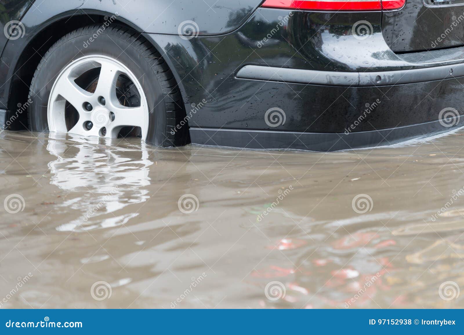Car in Water after Heavy Rain and Flood Stock Photo - Image of energy ...