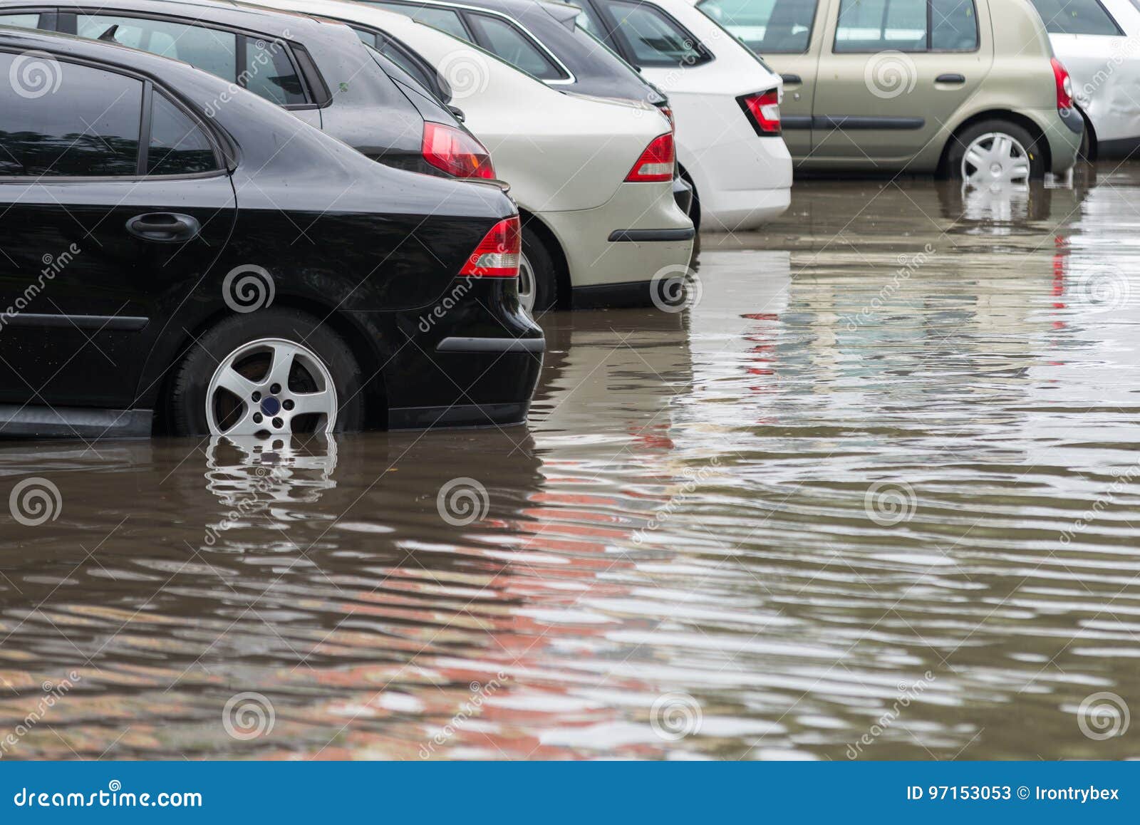 Car in Water after Heavy Rain and Flood Stock Image - Image of ...