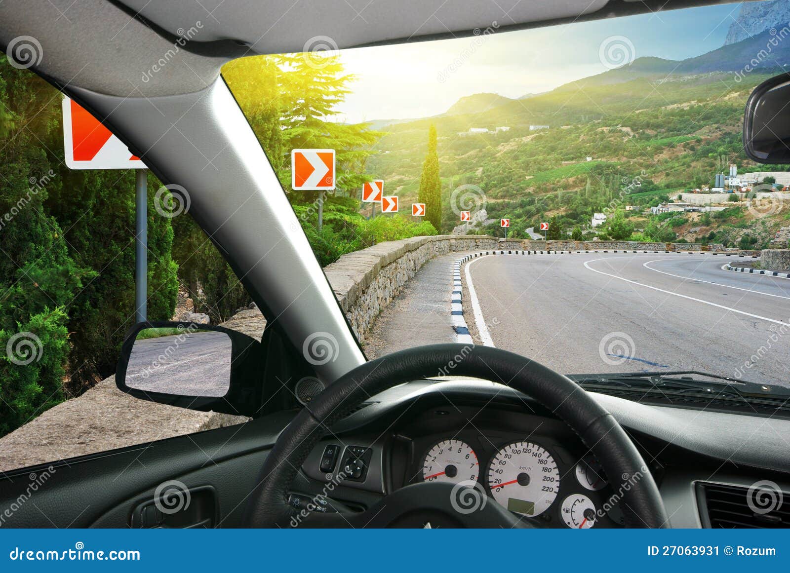 Car on the way stock image. Image of curve, green, fast - 27063931