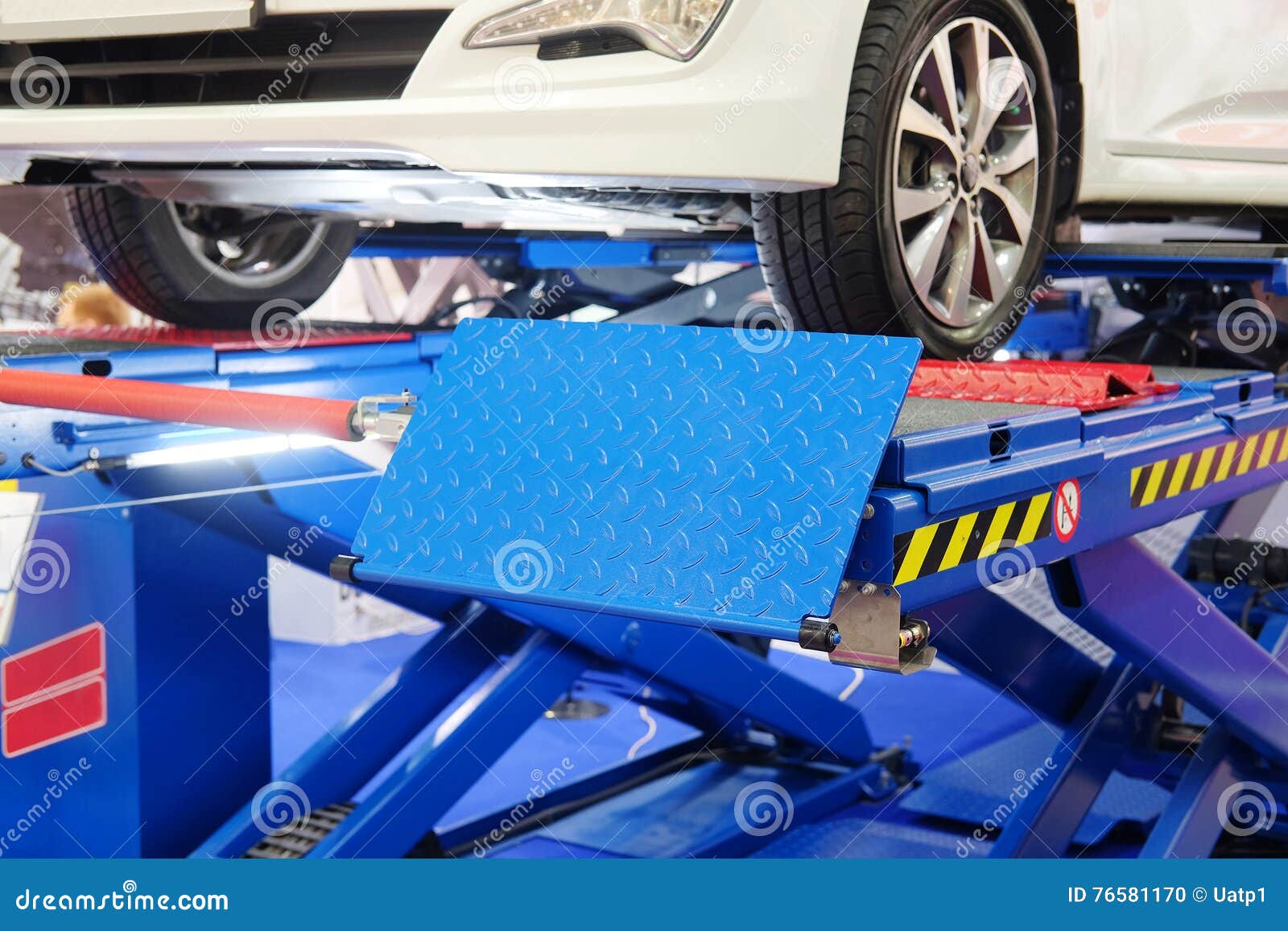 Car on a Wheel Alignment Lift Stock Photo - Image of diagnostic ...