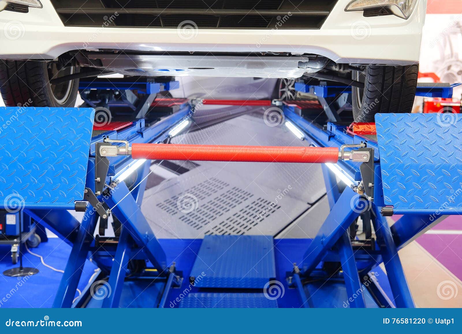 Car on a Wheel Alignment Lift Stock Photo - Image of disc, control ...