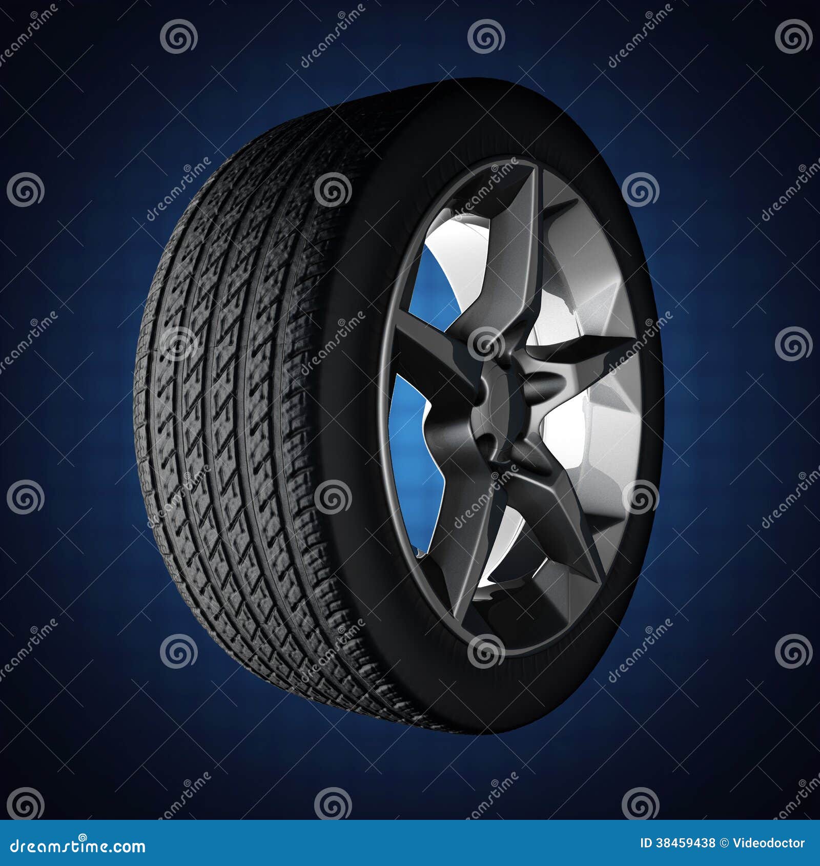 Car Wheel on Blue Background Stock Illustration - Illustration of ...