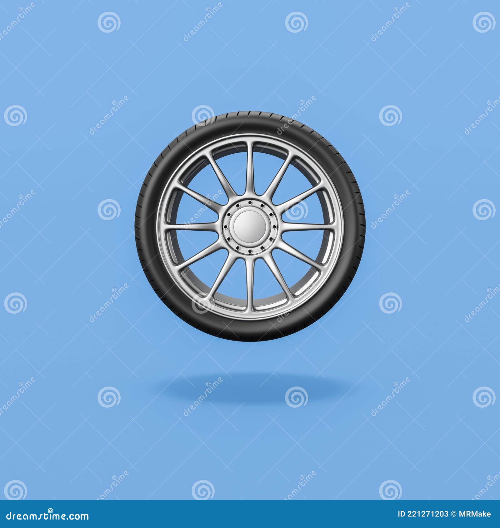 Car Wheel on Blue Background Stock Illustration - Illustration of ...