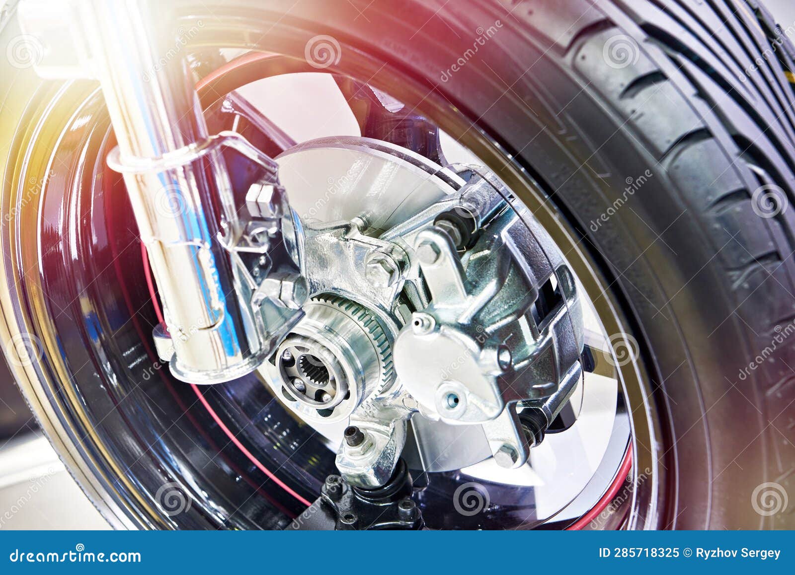 Car Wheel, Caliper and Brake Disc Stock Image - Image of steel, spring ...