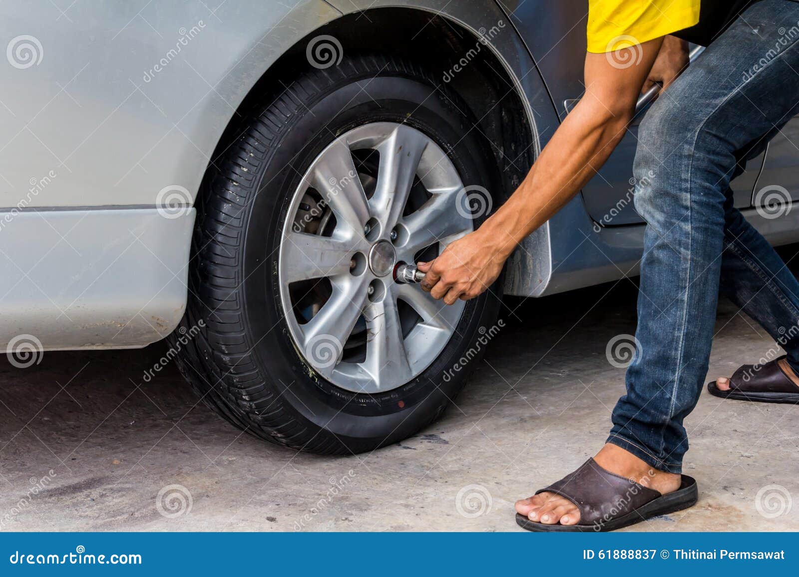 Car Wheel Changed by Mechanic Stock Image - Image of closeup ...