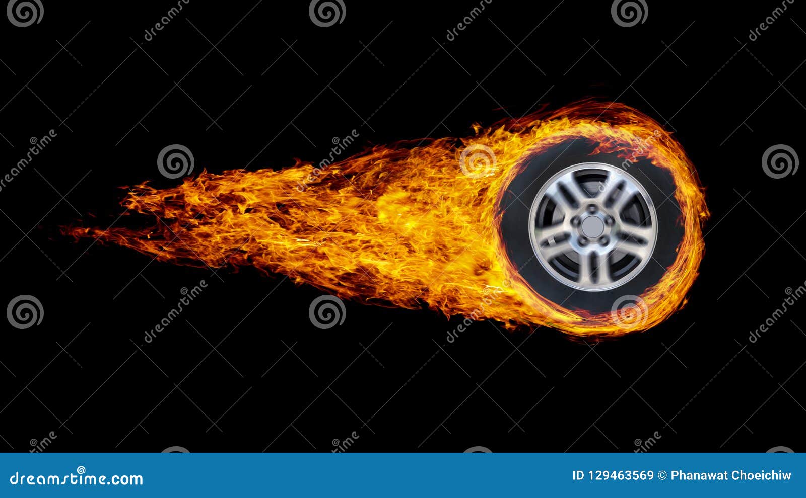 Car Wheel or Circle Enveloped in Flames Isolated on Black Background ...