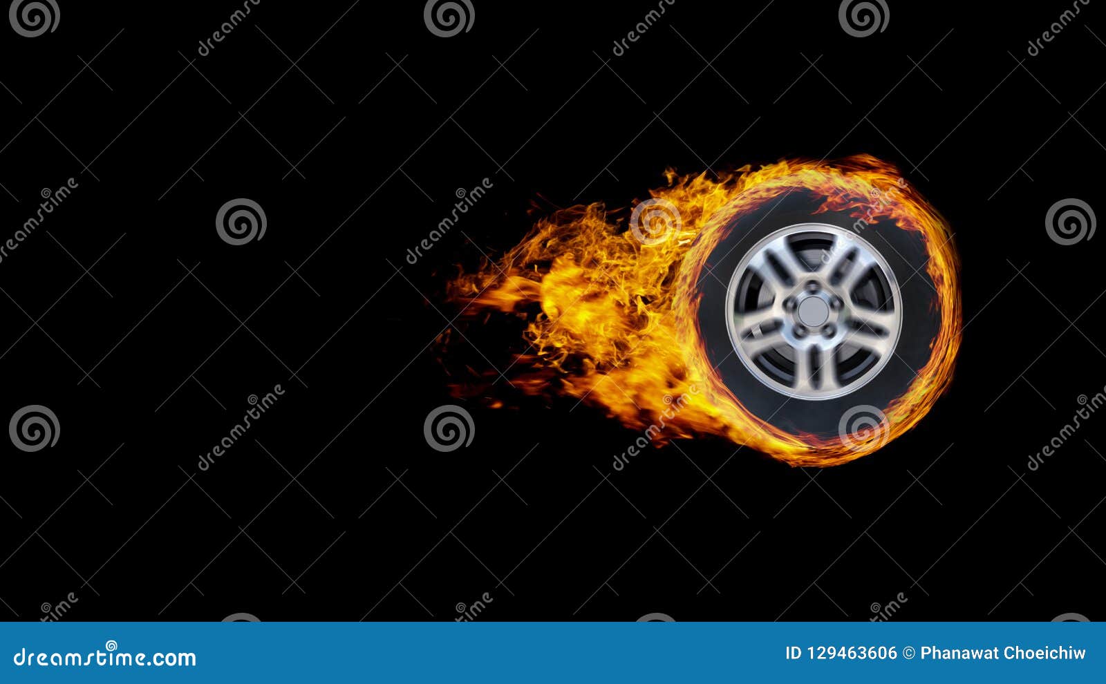 Car Wheel or Circle Enveloped in Flames Isolated on Black Background ...