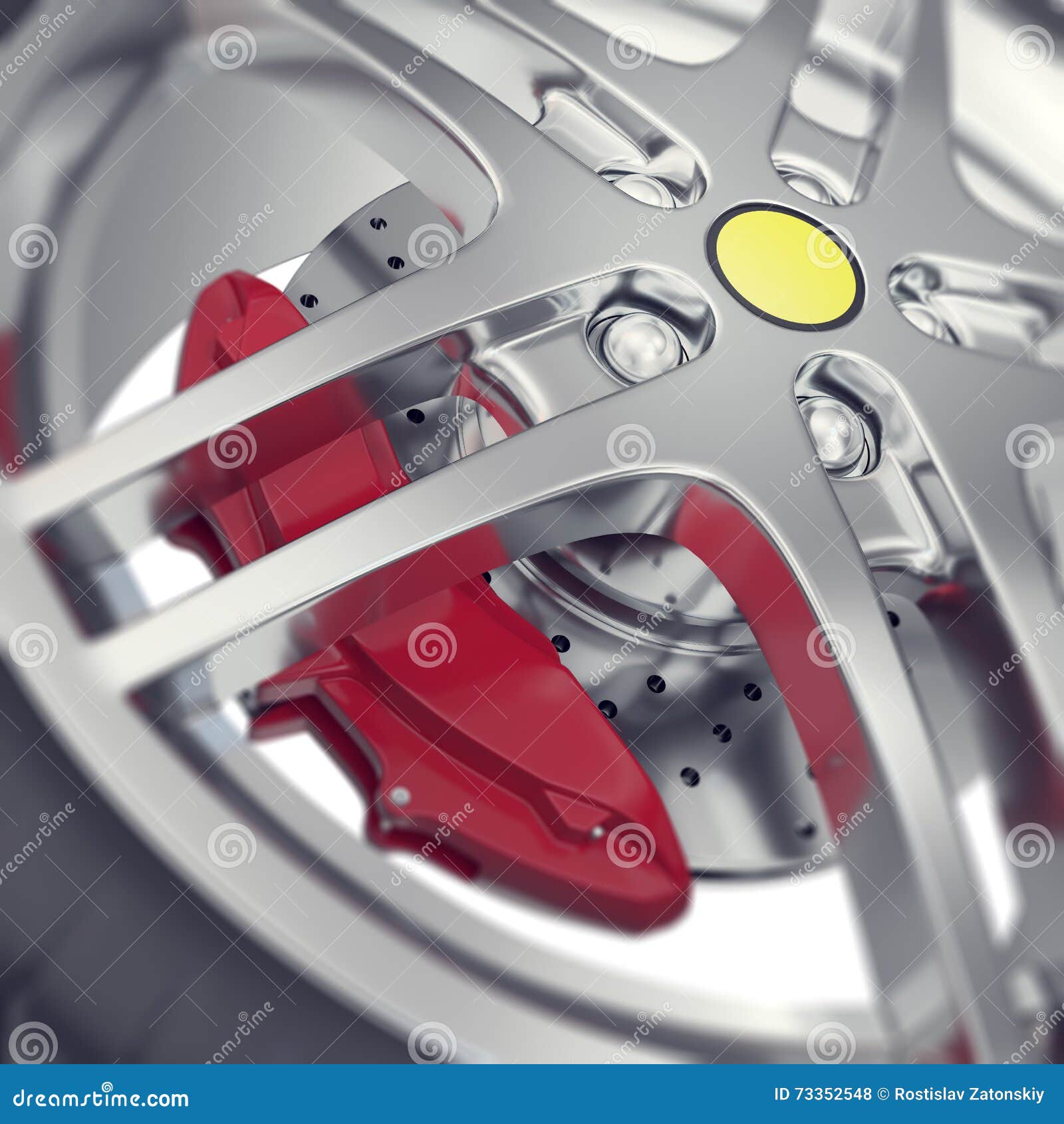 Car Wheel Close-up View with Focus Effect. 3d Illustration Stock ...
