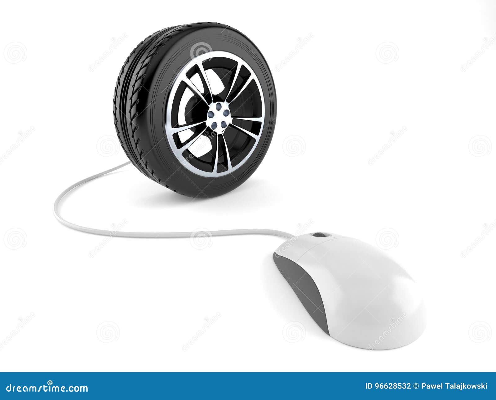 Car Wheel with Computer Mouse Stock Illustration - Illustration of ...