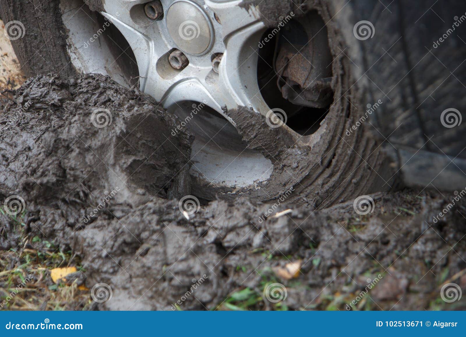 Car wheel in dirt stock image. Image of problem, buried - 102513671