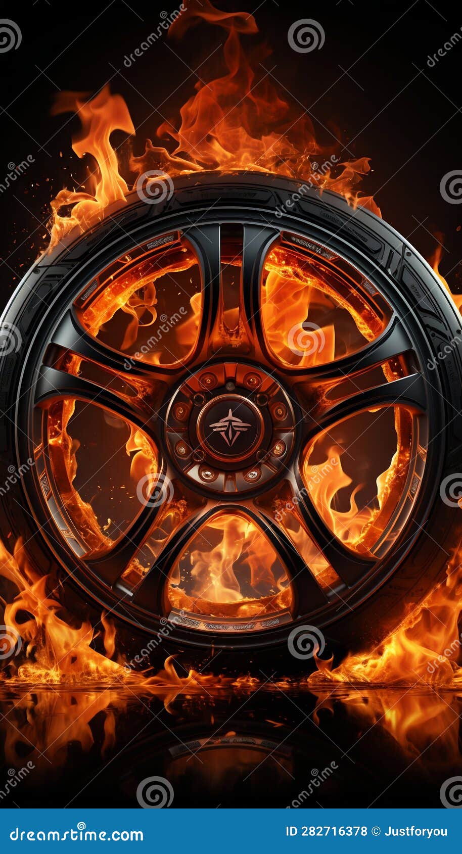 Car Wheel on Fire. Generative Ai Stock Illustration - Illustration of ...