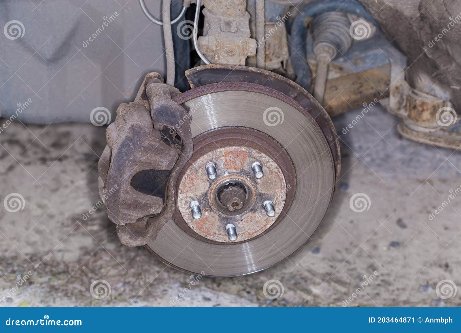 Car Wheel Hub Assembly and Disc Brake with Removed Wheel Stock Image ...