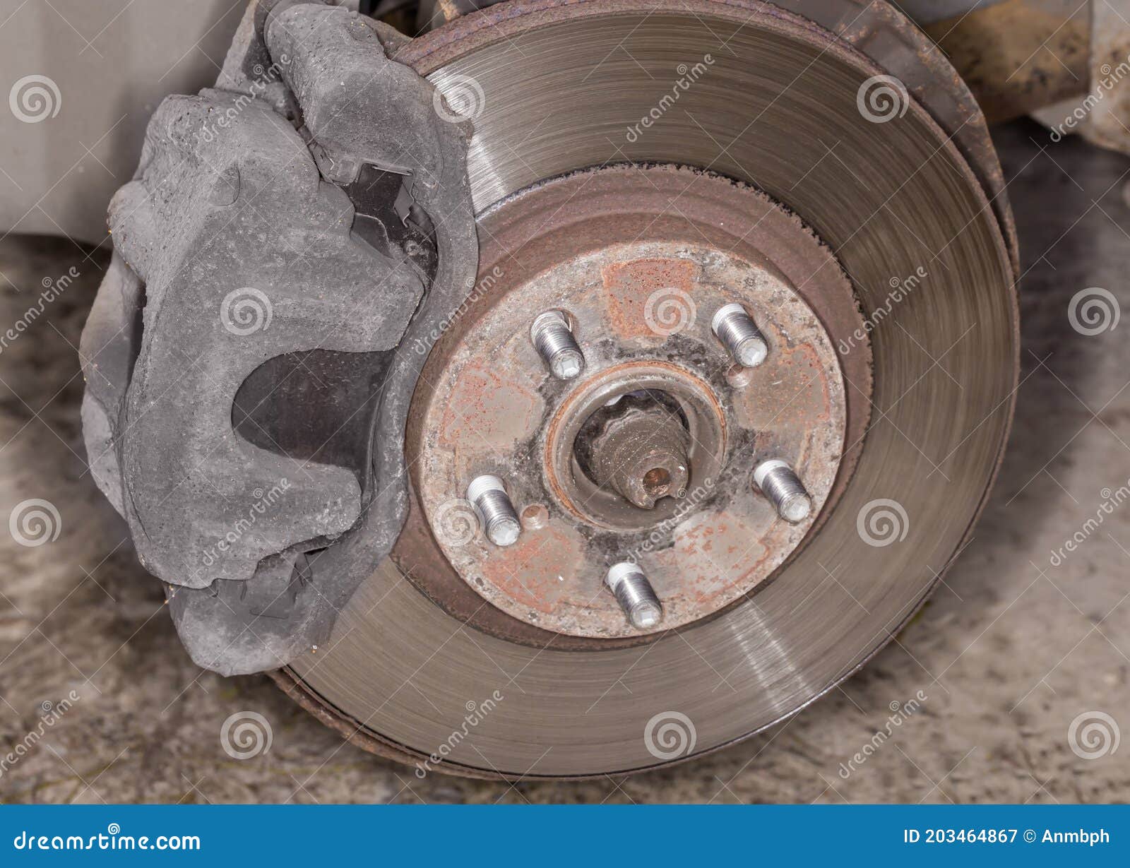 Car Wheel Hub with Disc Brake Assembly with Removed Wheel Stock Image ...