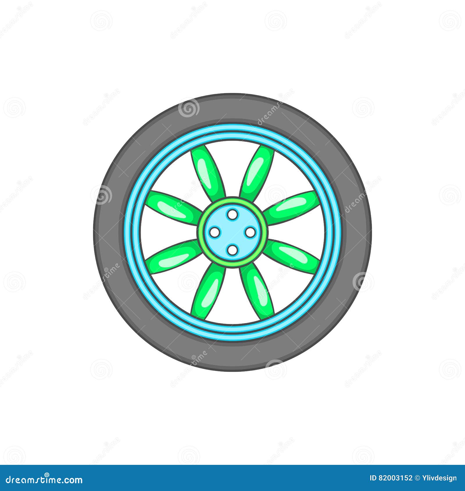 Car Wheel Icon in Cartoon Style Stock Vector - Illustration of cartoon ...