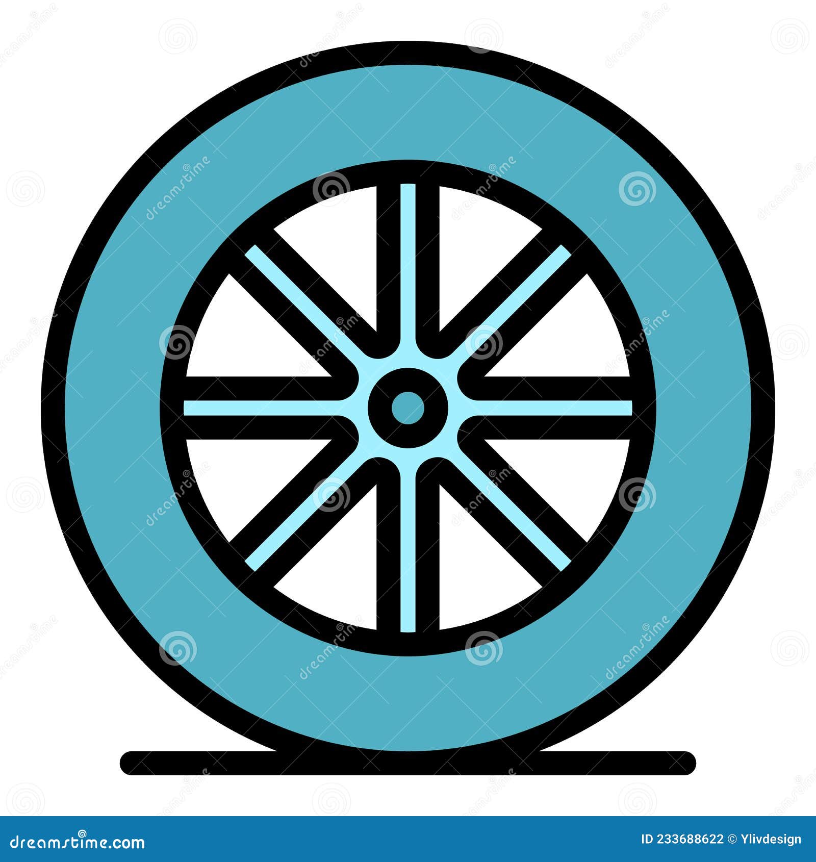Car Wheel Icon Color Outline Vector Stock Vector - Illustration of ...