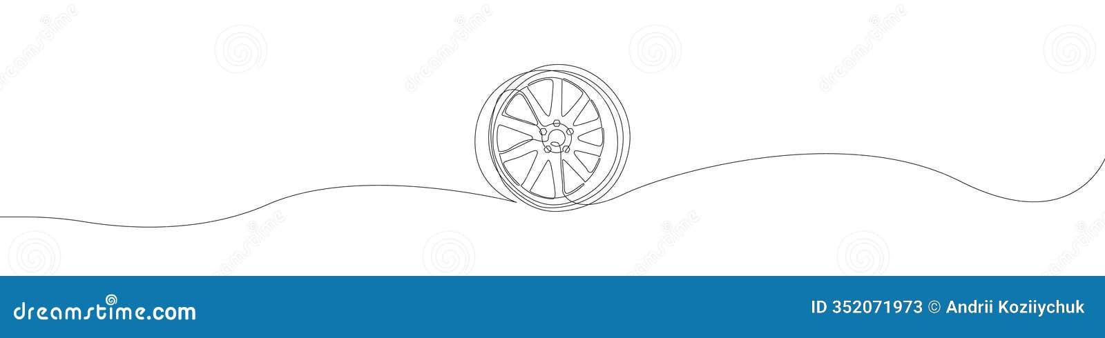 Car Wheel Icon Line Continuous Drawing Vector. One Line Car Wheel Icon ...