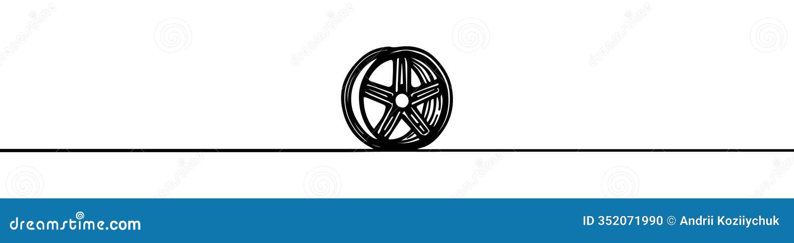 Car Wheel Icon Line Continuous Drawing Vector. One Line Car Wheel Icon ...