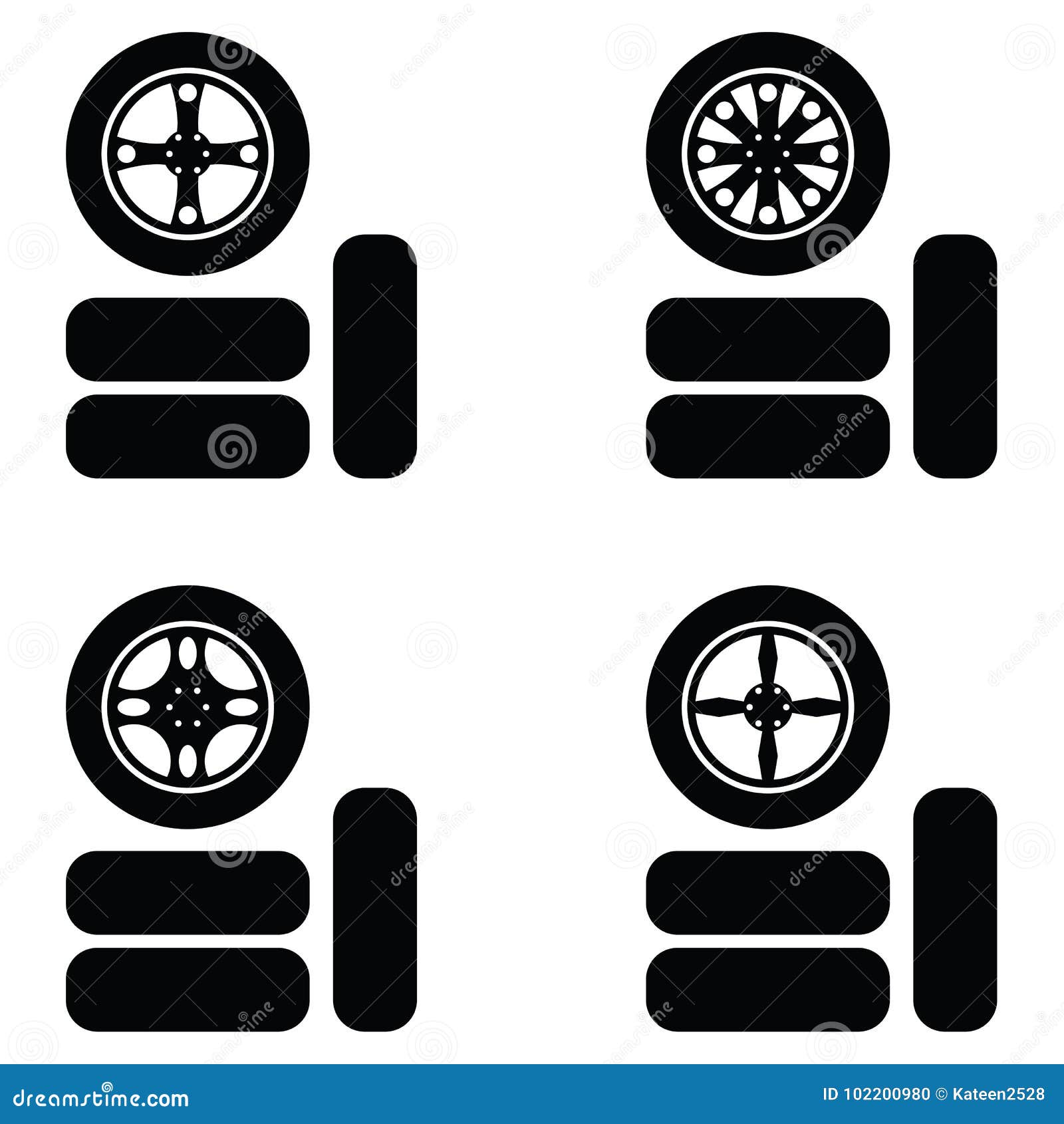 Car wheel icon set stock vector. Illustration of tyre - 102200980