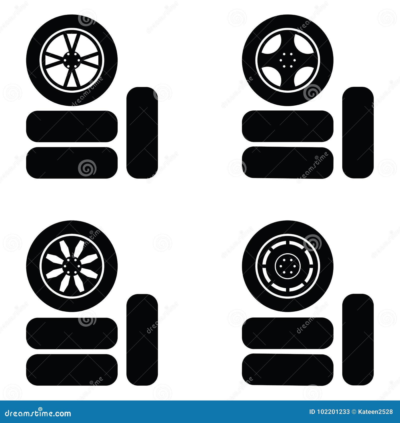 Car wheel icon set stock vector. Illustration of shape - 102201233