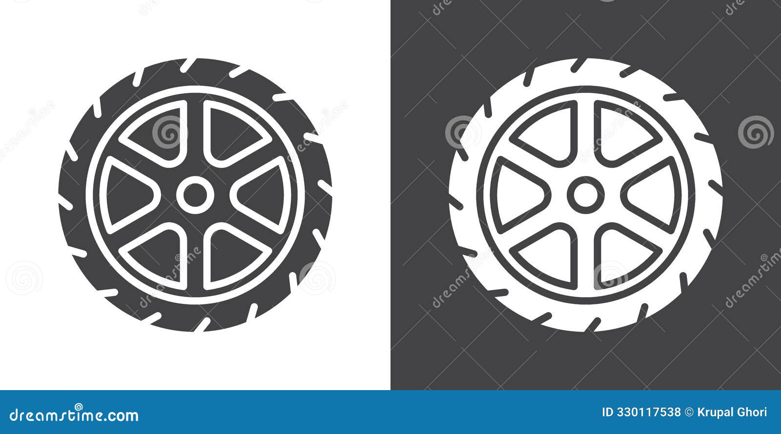 Car Wheel Icon Thin Line Illustration Set Stock Illustration ...