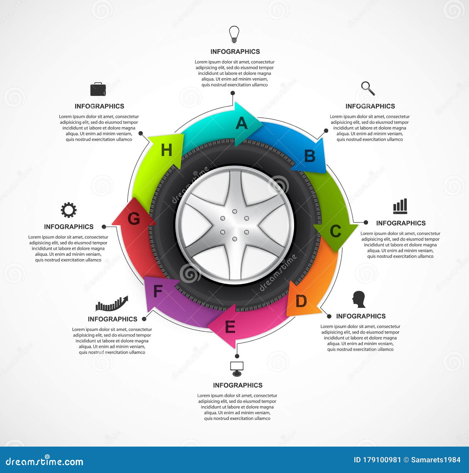 Car Wheel Infographic Design Template. Stock Vector - Illustration of ...