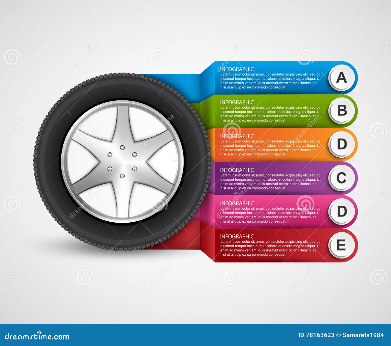 Car Wheel Infographic Design Template. Stock Vector - Illustration of ...
