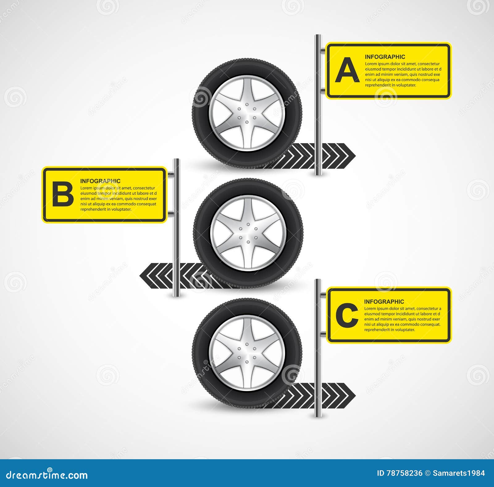 Car Wheel Infographic Design Template. Stock Vector - Illustration of ...