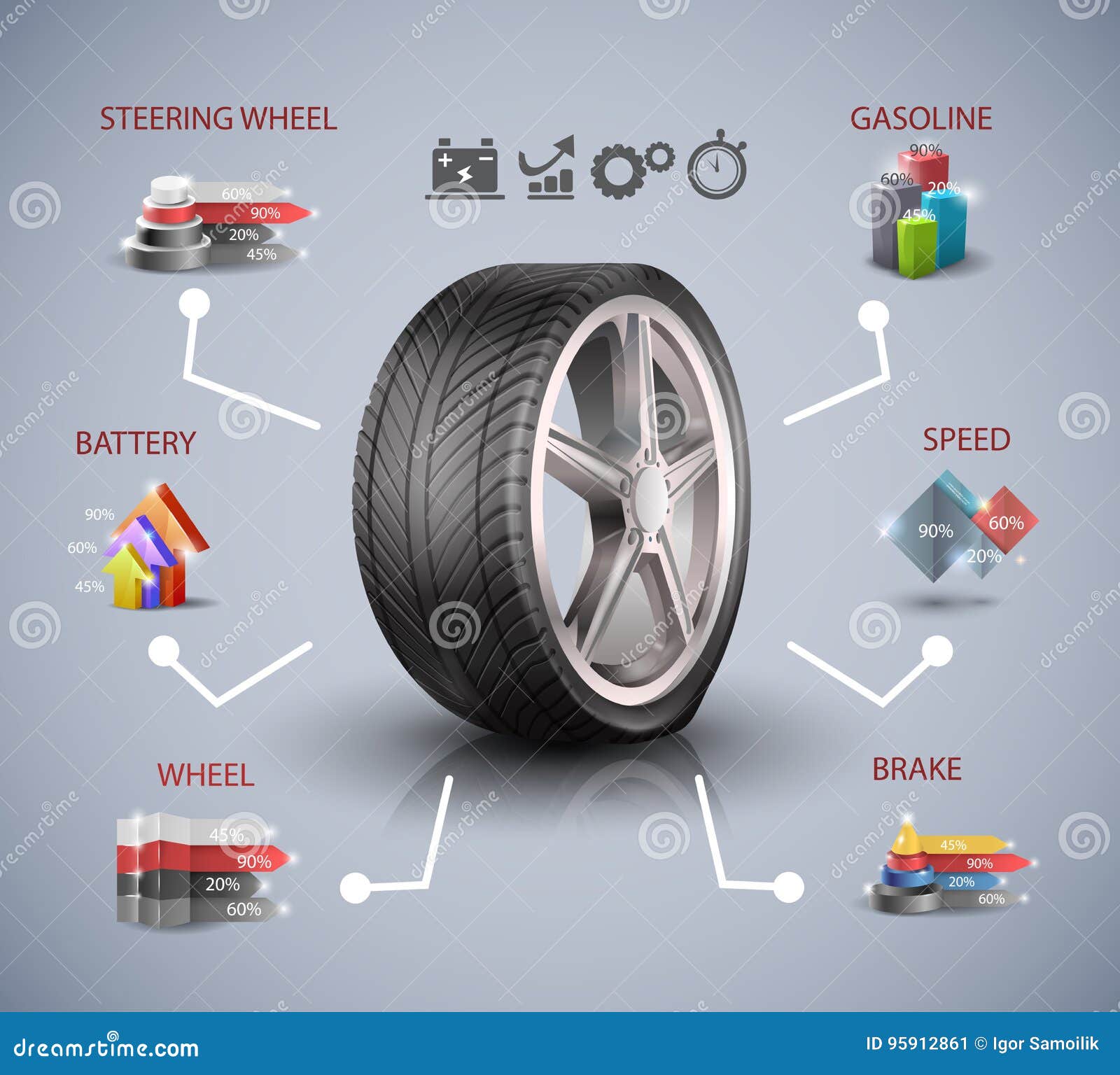 Car Wheel, Infographic Elements, Vector Illustration Stock Vector ...