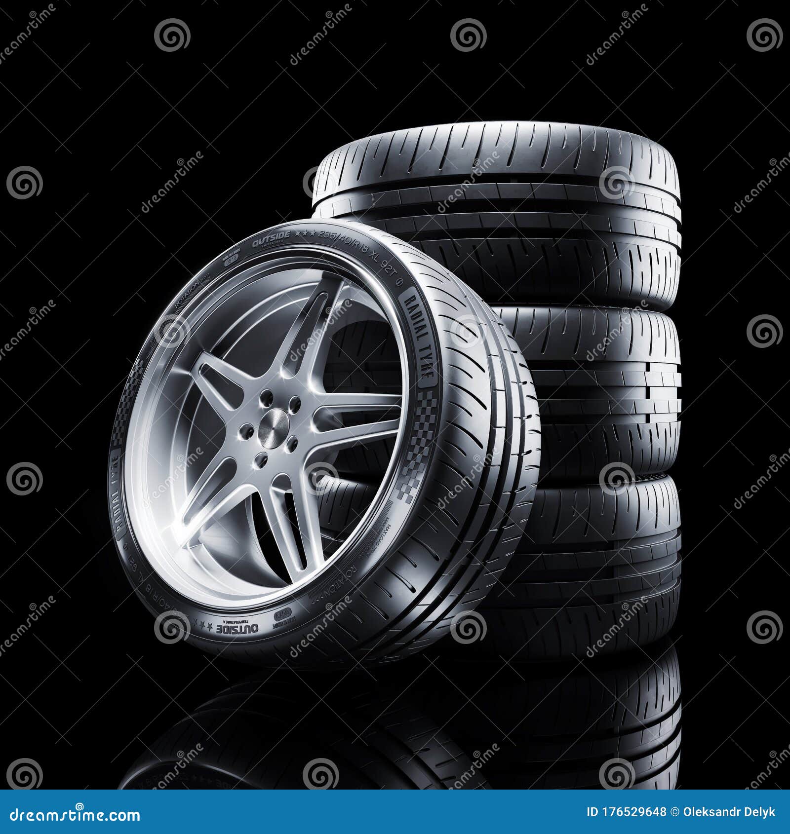 Car Wheel Isolated on Black Background Stock Illustration ...