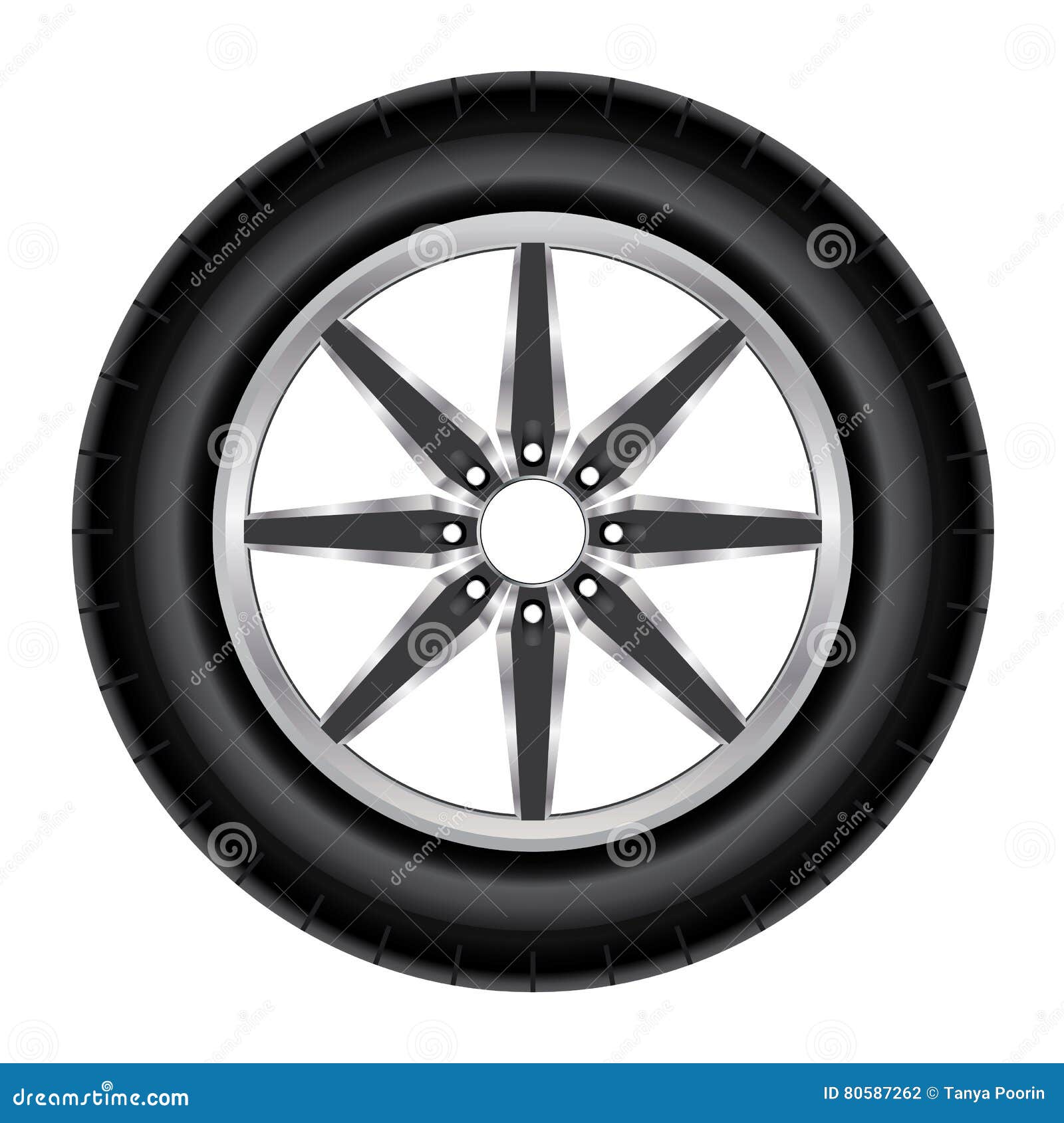 Car Wheel Isolated on White Background. Stock Vector - Illustration of ...