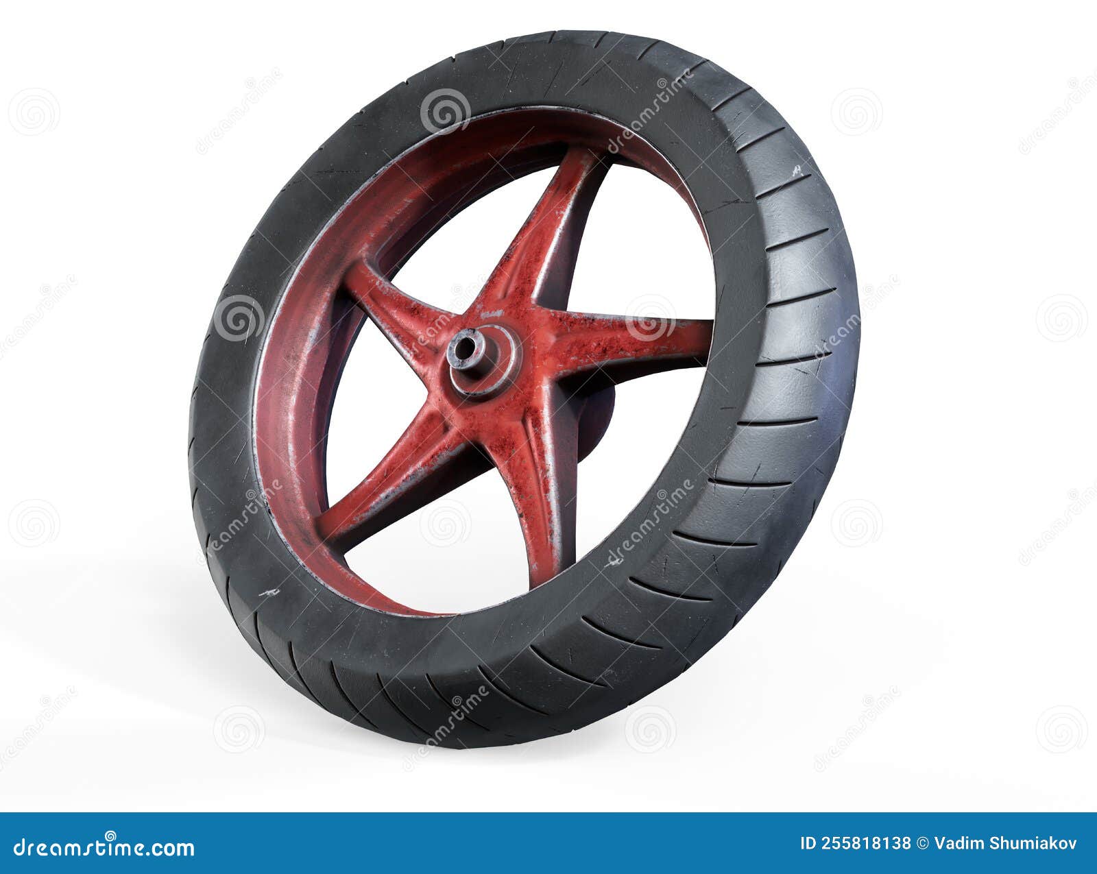 Car Wheel. Isolated on White Background 3d Render Stock Illustration ...
