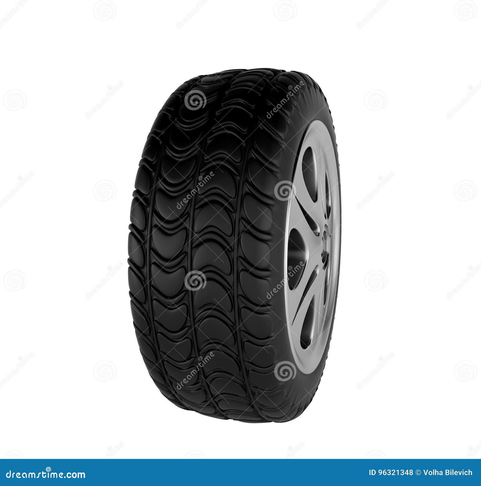 Car Wheel Isolated on White Background. 3d Render Stock Illustration ...