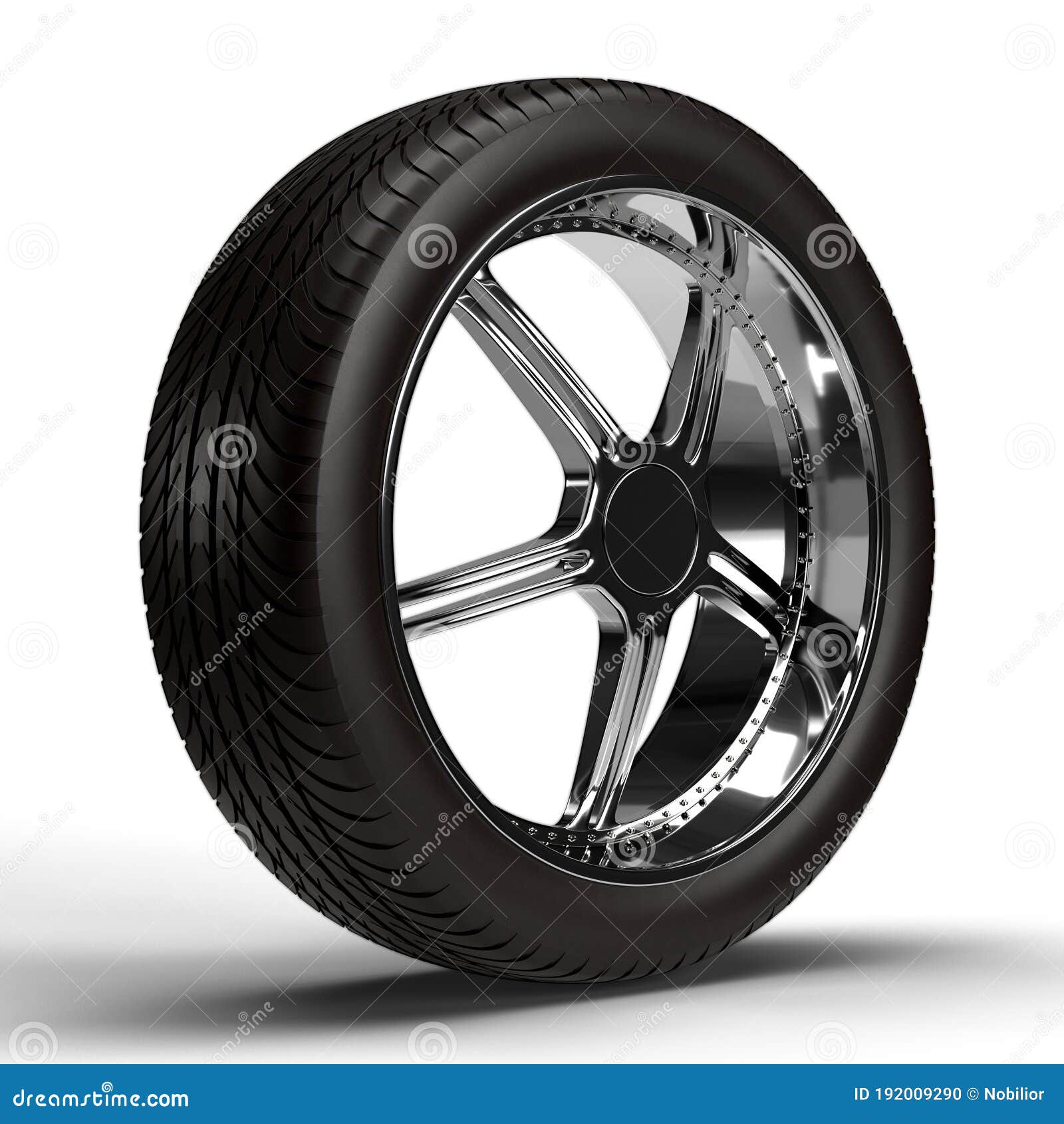 Car Wheel Isolated on White Background. Stock Photo - Illustration of ...