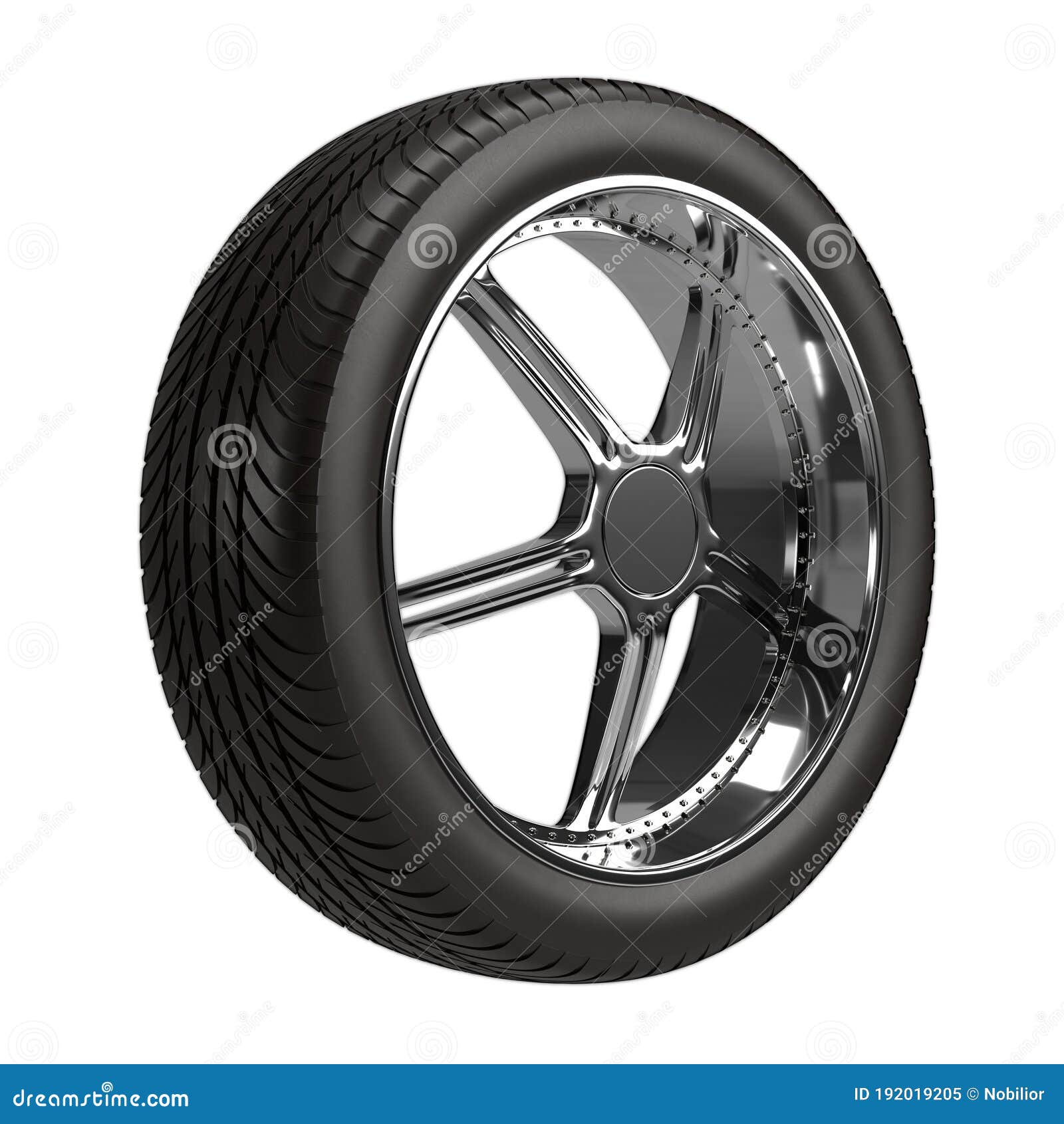 Car Wheel Isolated on White Background. Stock Image - Illustration of ...