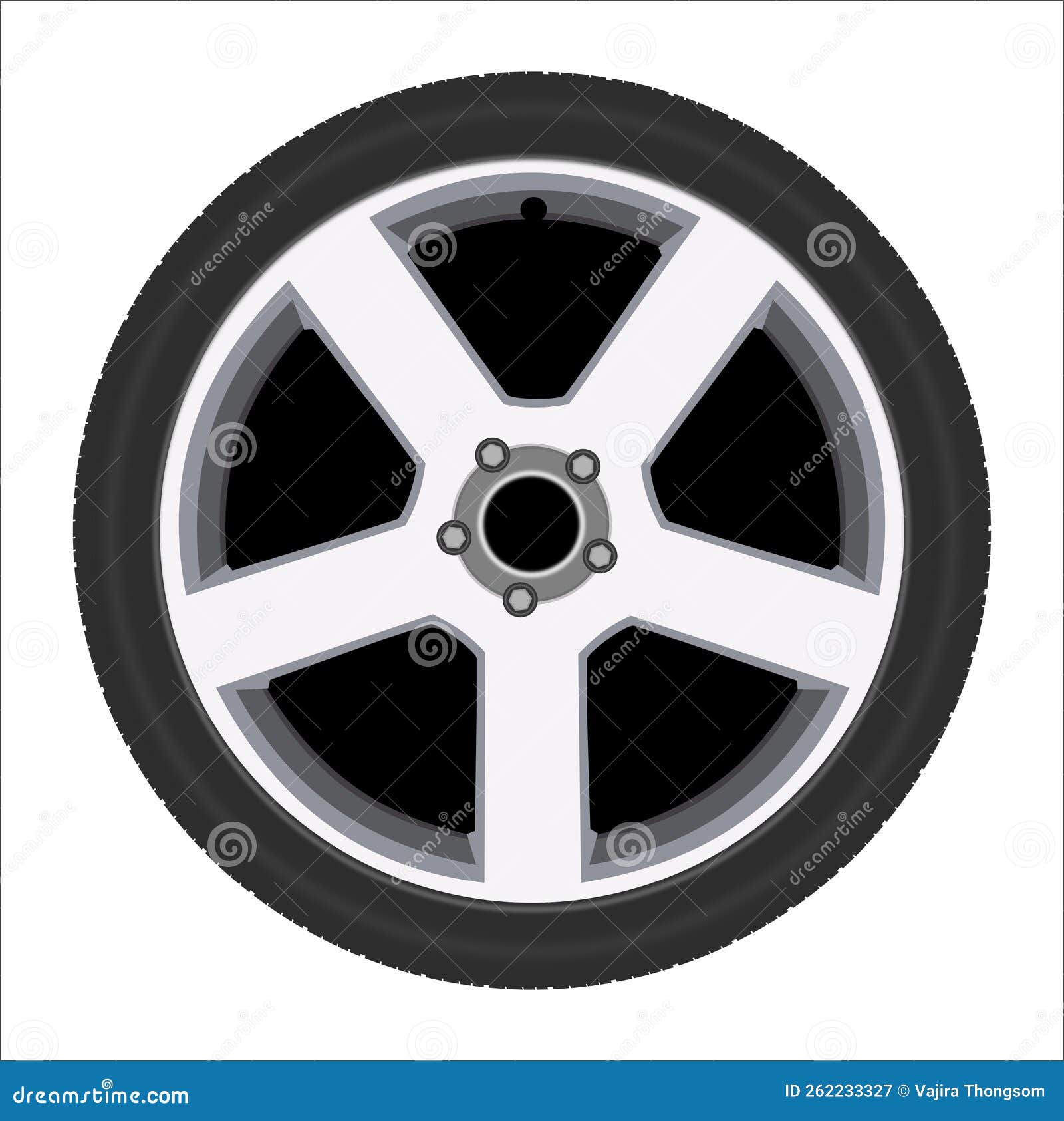 Car Wheel with Low Profile Tire, Rim, Vector Illustration Stock Vector ...