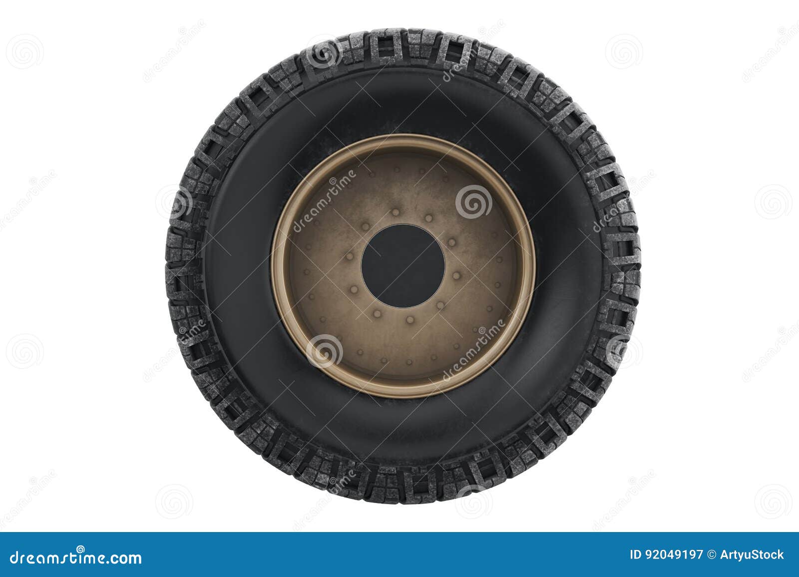 Car Wheel Military, Back View Stock Illustration - Illustration of dirt ...