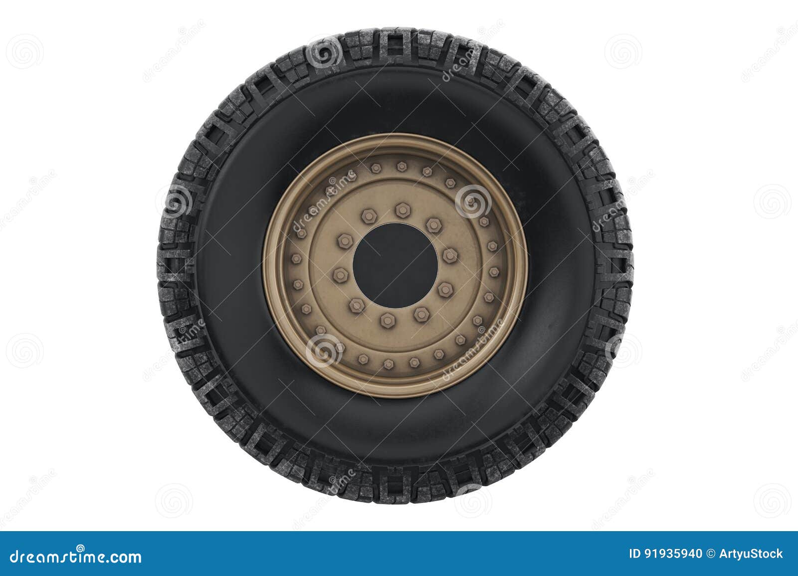Car Wheel Military, Front View Stock Illustration - Illustration of ...