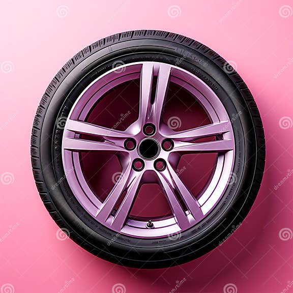 Car Wheel, Pastel Background - AI Generated Image Stock Illustration ...