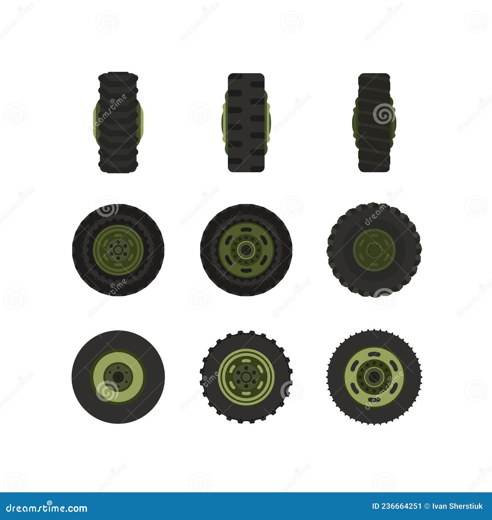 Car Wheel, Set. Realistic Design. Vector Illustration on a White ...