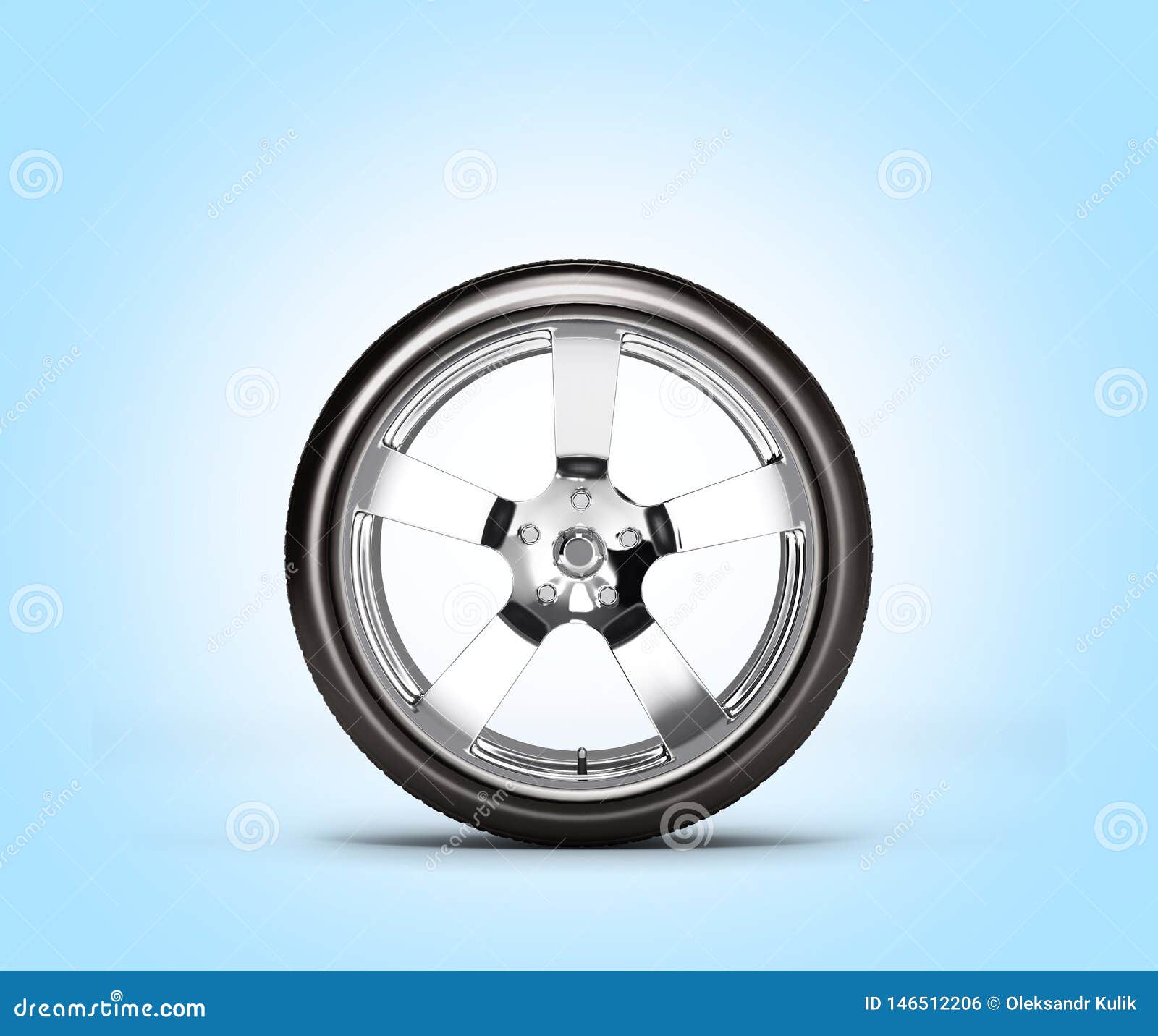 Car Wheel Side View Isolated on Blue Background 3d without Shadow Stock ...
