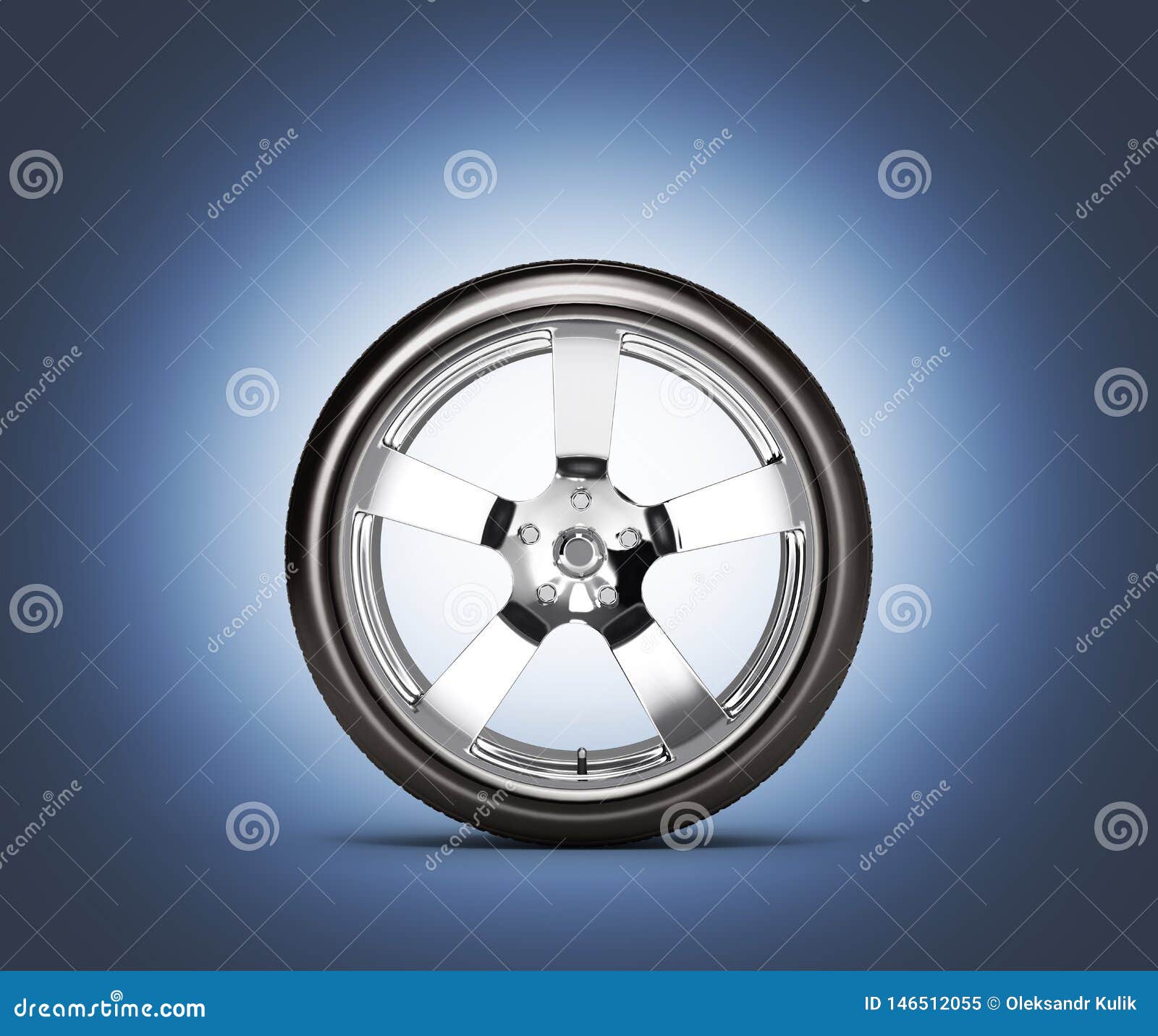 Car Wheel Side View Isolated on Dark Blue Background 3d without Shadow ...