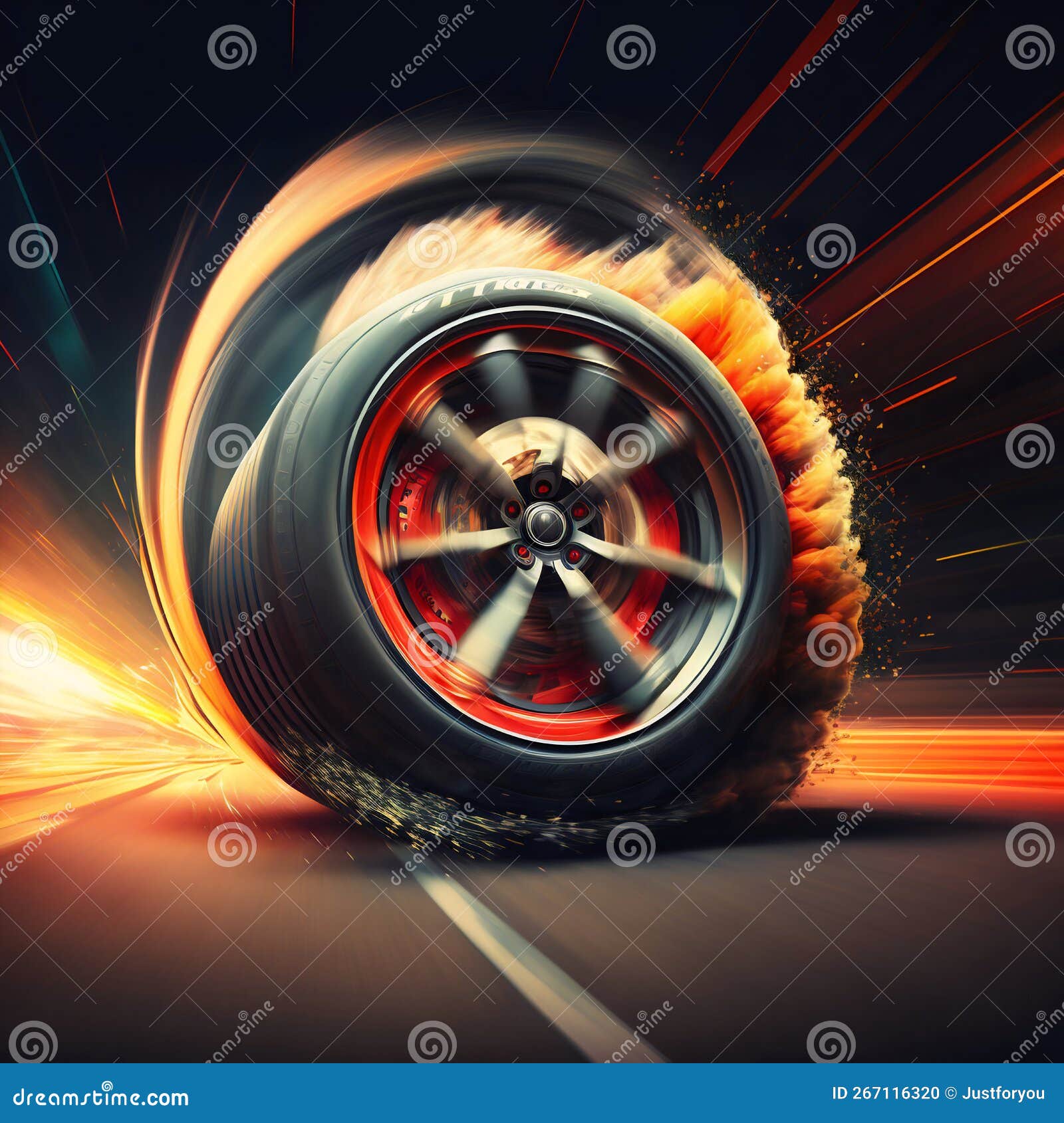 Wheel Rim Of A Speed Sports Car With Vibrant Colors And Neon Lights ...