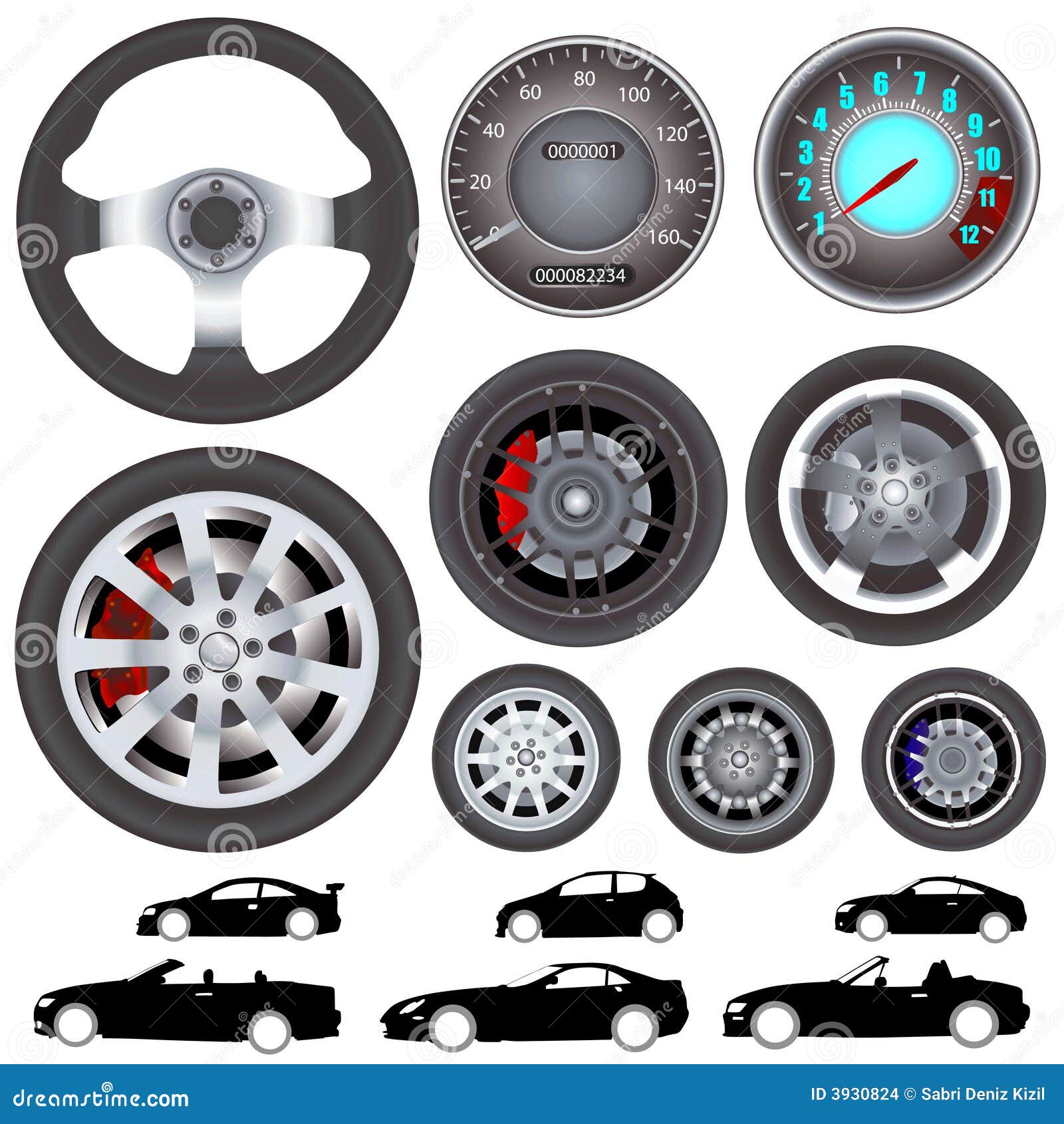 Car, Wheel, Steering Wheel Vector Stock Vector - Illustration of style ...