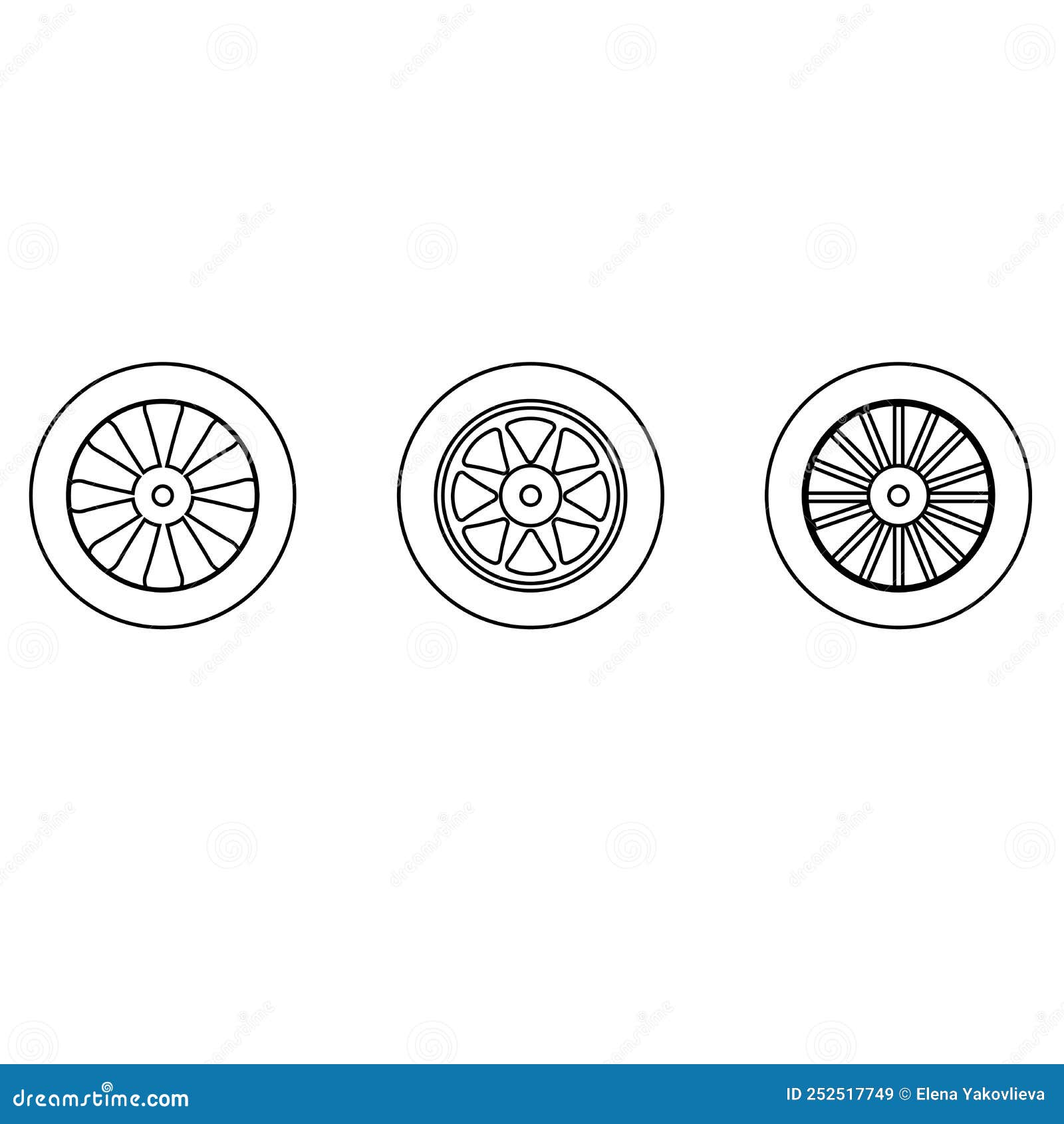 Car Wheel Symbol in the Style of the Line. Vector Illustration Stock ...
