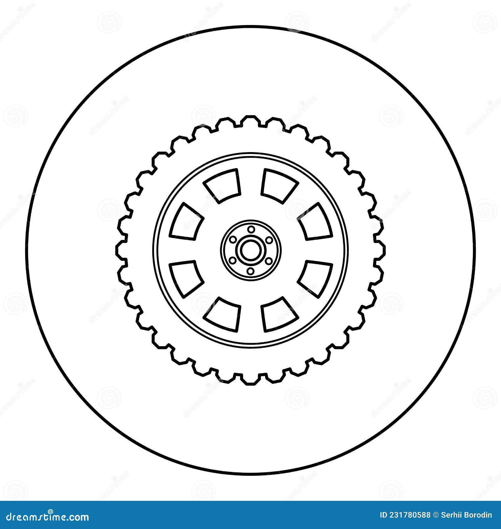Car Wheel Tire Icon in Circle Round Black Color Vector Illustration ...