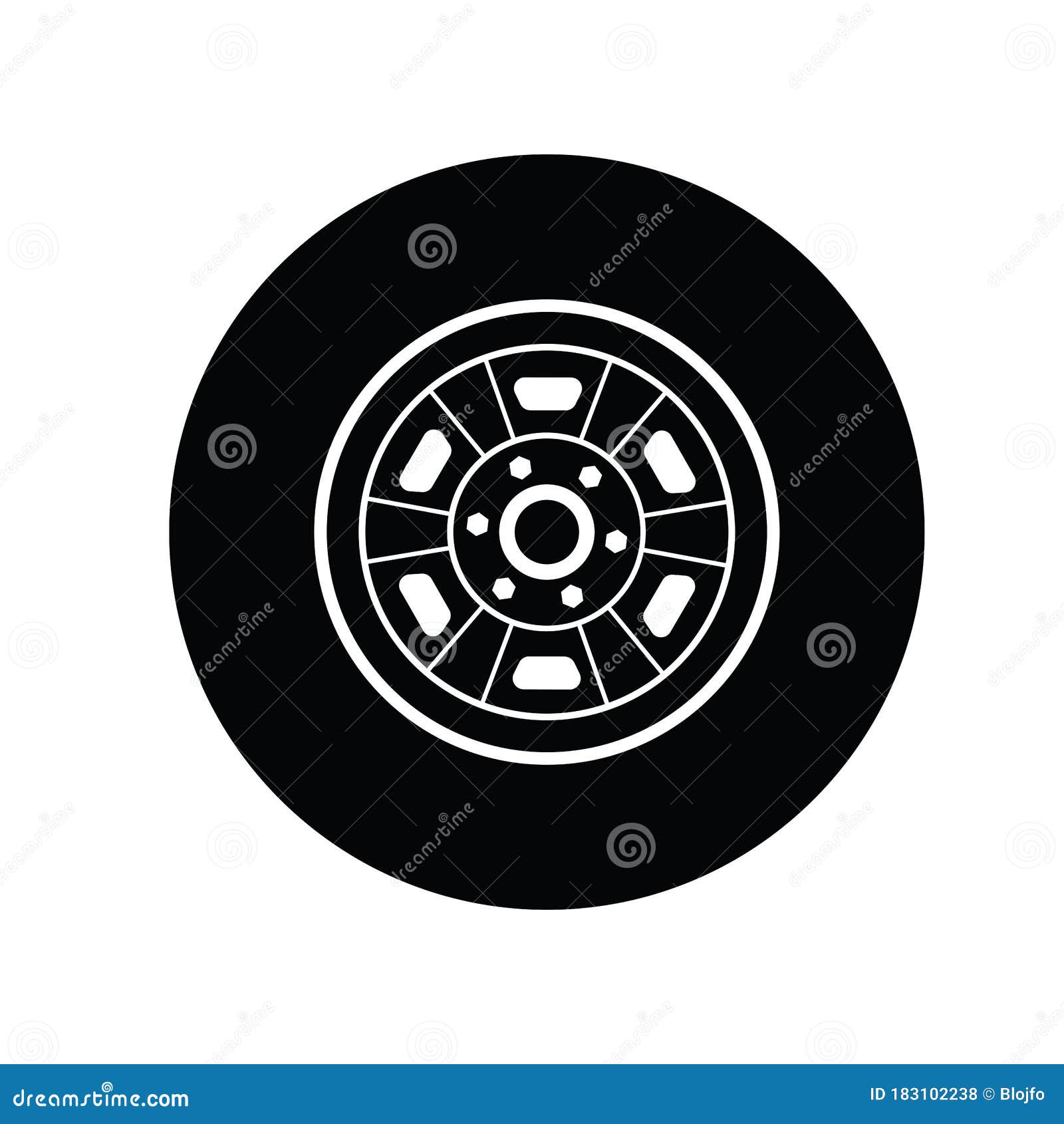Car wheel tire and rim stock vector. Illustration of detail - 183102238