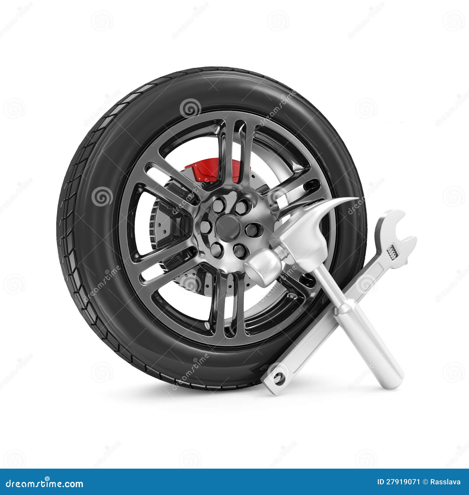 Car Wheel and Tools stock illustration. Illustration of support - 27919071